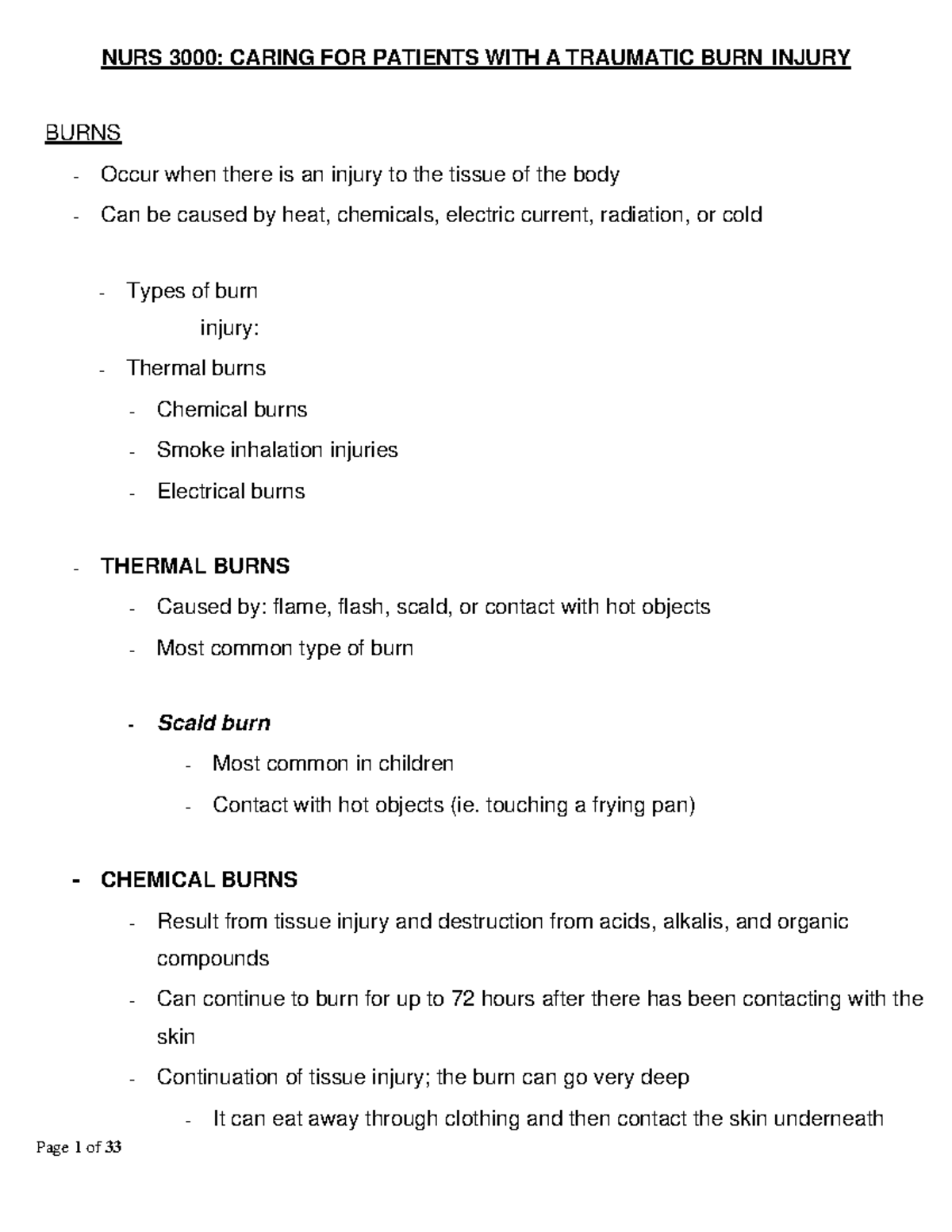 Caring FOR Patients WITH A Traumatic BURN Injury.pdf - NURS 3000 ...