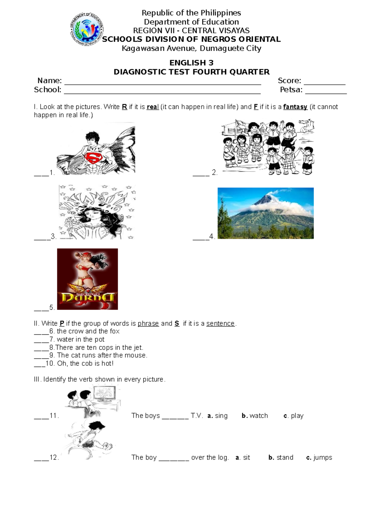 Diagnostic Englsih 3-4th Quarter Assessment - Republic of the ...