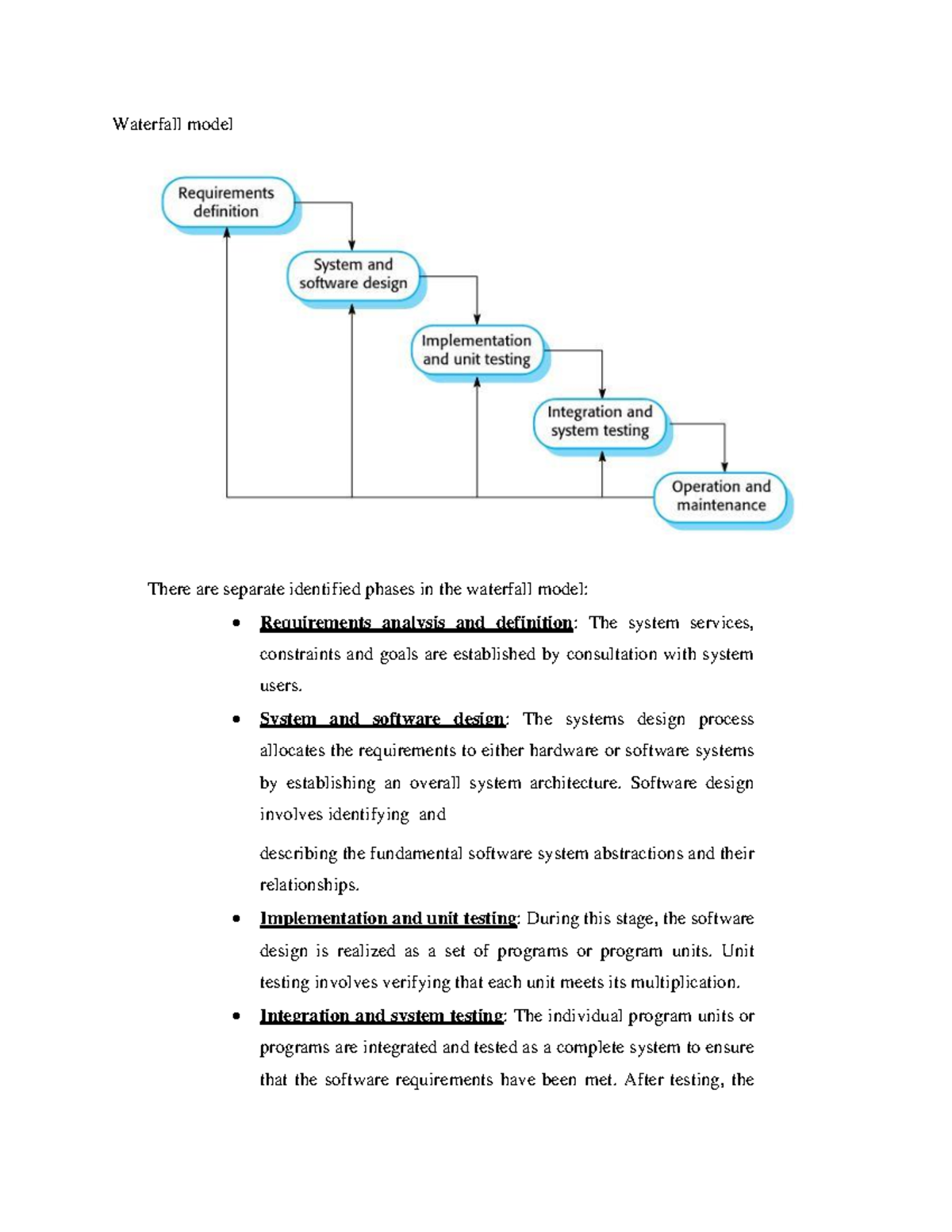 Waterfall model - Lecture notes 2 - Waterfall model There are separate ...