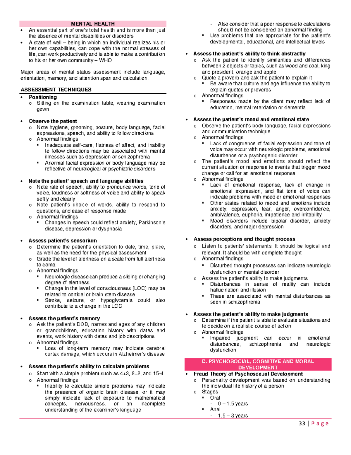 Assessment Techniques - 33 | P a g e MENTAL HEALTH An essential part of ...