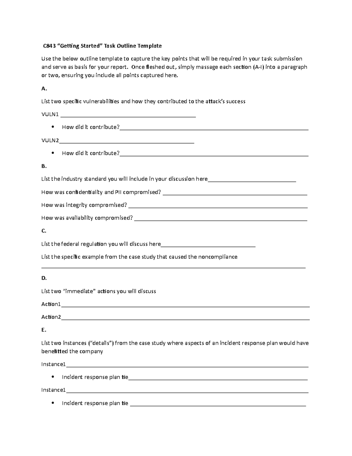 C843 Task outline Template - C843 “Getting Started” Task Outline ...