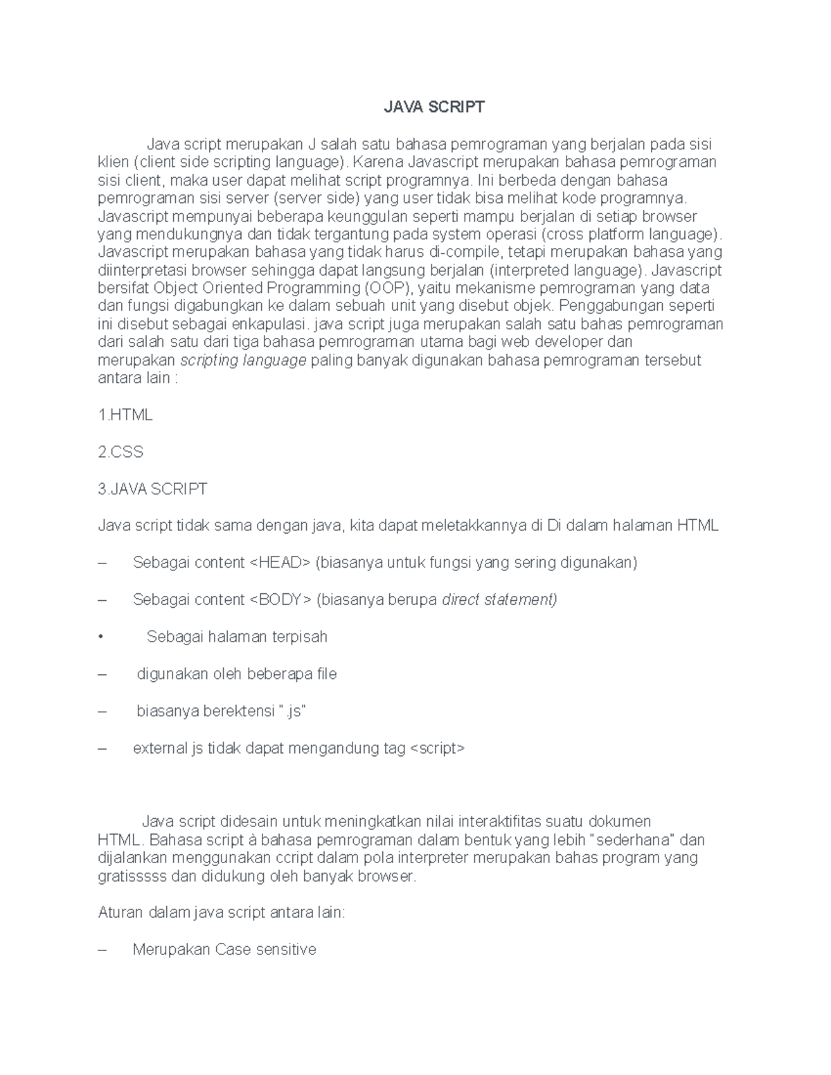 Java Script Resume Java Script Java Script Merupakan J Salah Satu Bahasa Pemrograman Yang
