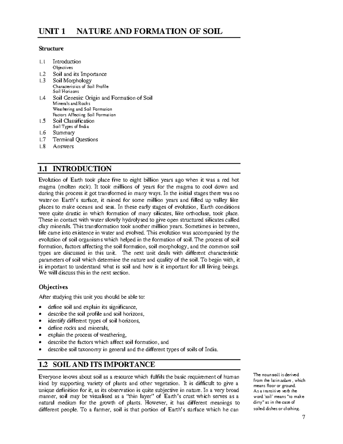 NATURE AND FORMATION OF SOIL - UNIT 1 NATURE AND FORMATION OF SOIL ...