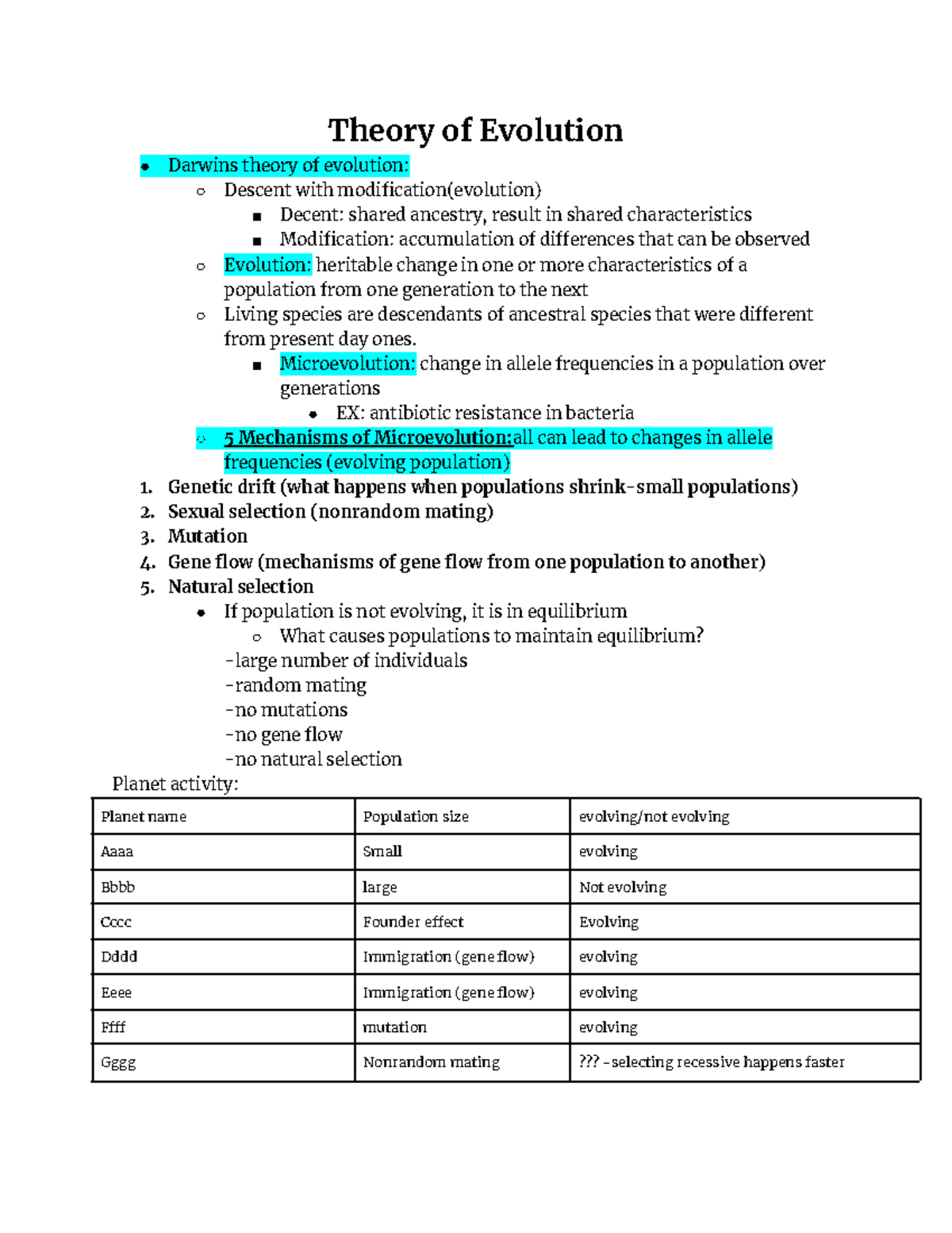 Ch. 22: Theory of Evolution - Theory of Evolution Darwins theory of ...