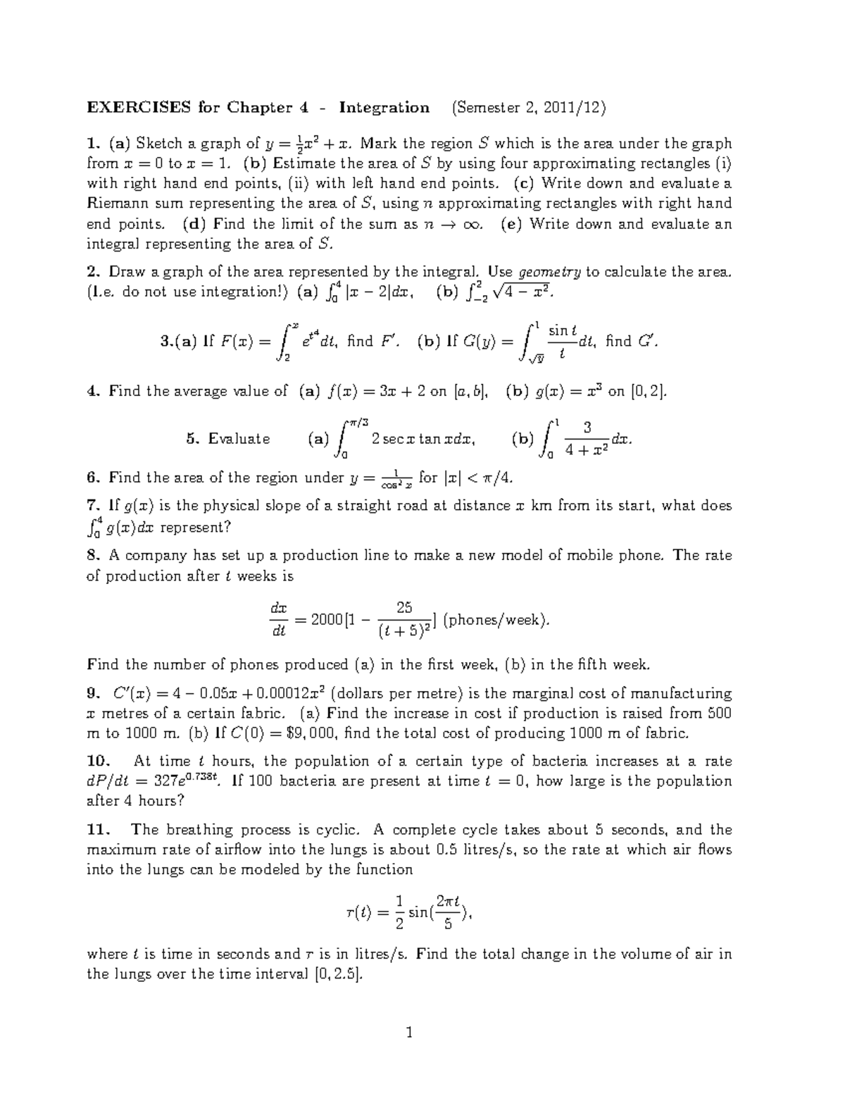 Chapter 4 Exercises Sem2 2011 12 - EXERCISES for Chapter 4 ...