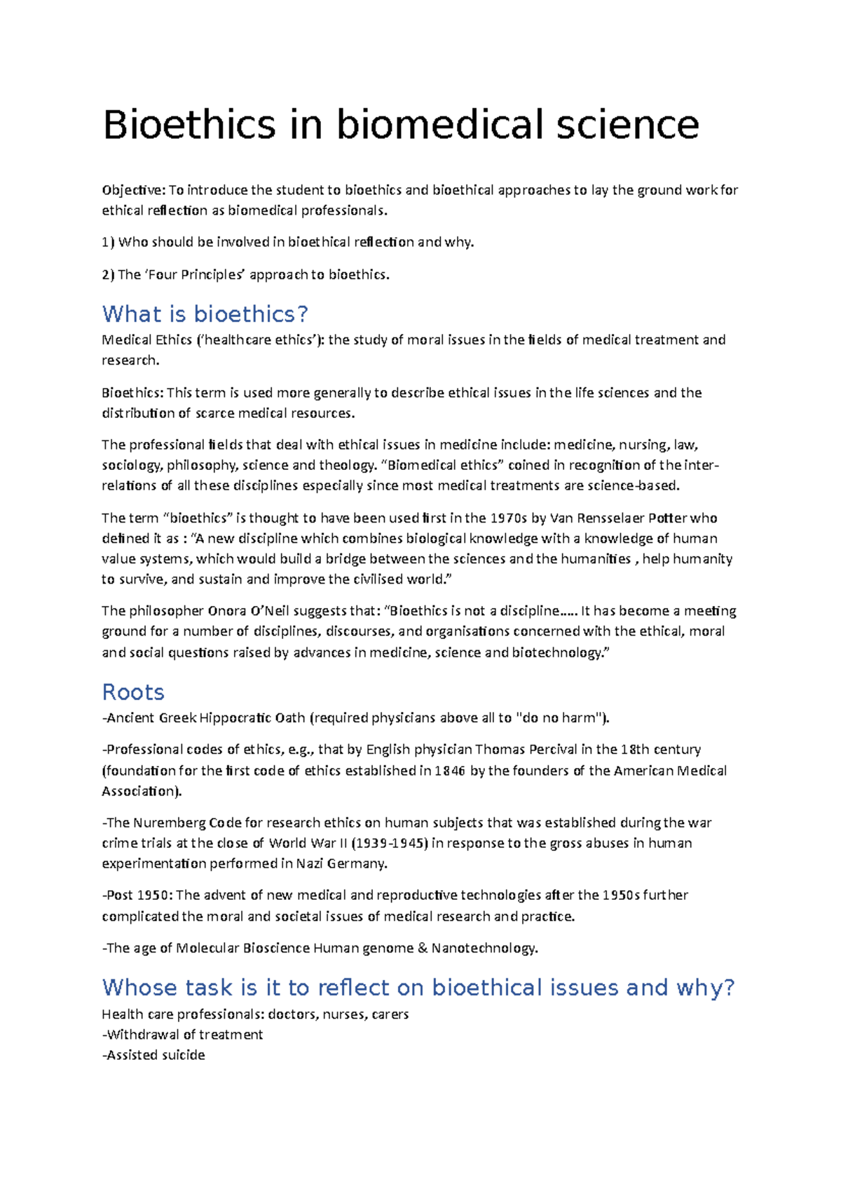 Bioethics in biomedical science - Bioethics in biomedical science ...