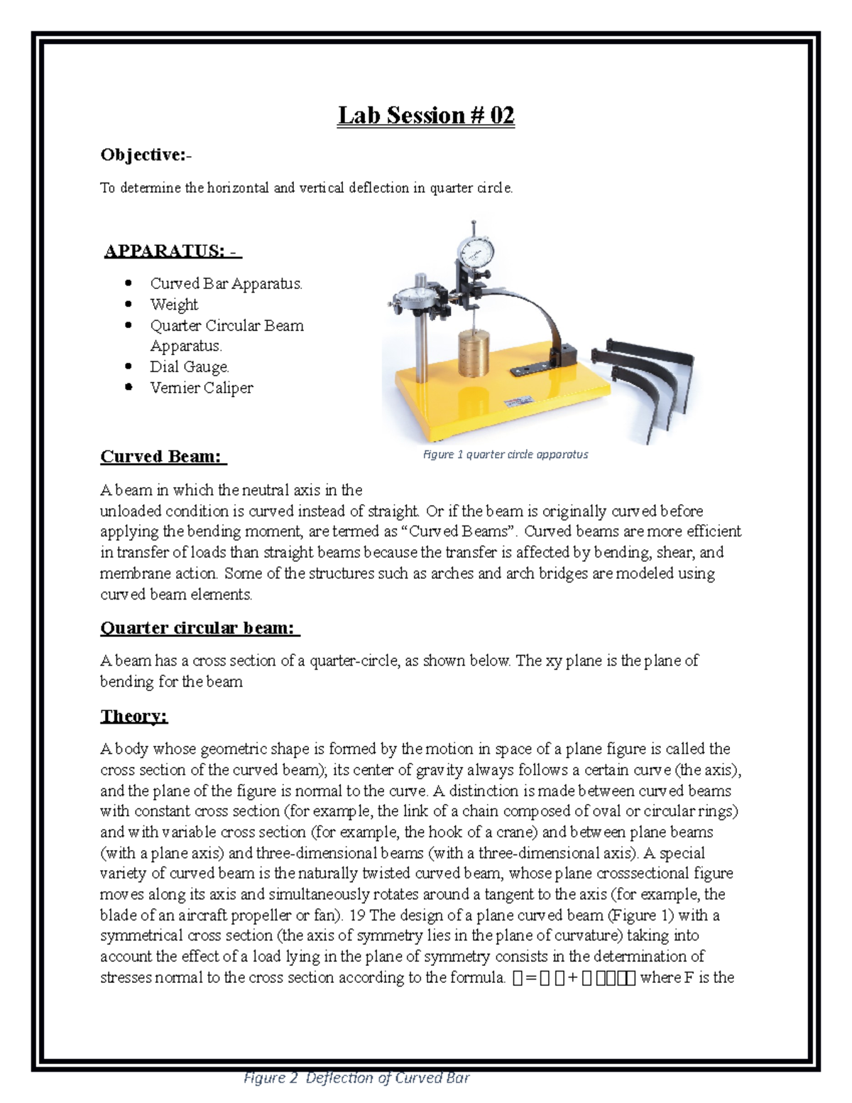 Lab Session 2 mom - lab report - Lab Session # 02 Objective:- To determine the horizontal and ...