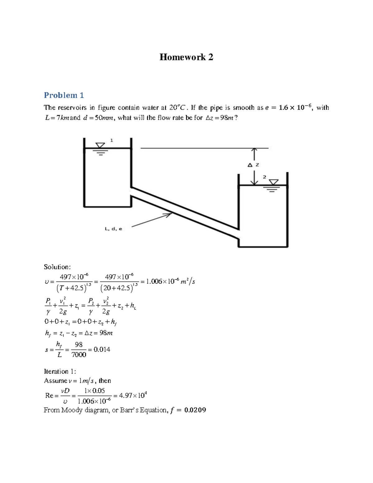 Homework 2 Solution 2016 - Homework 2 Problem 1 The reservoirs in ...