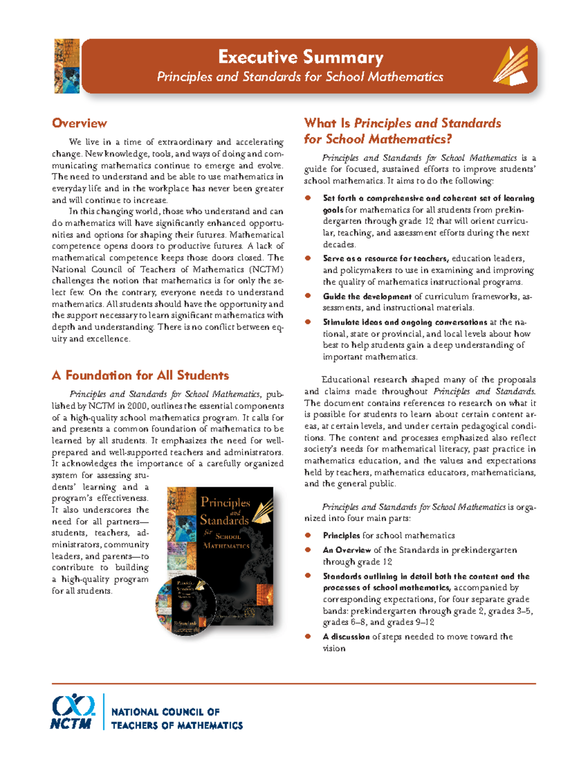 Executive Summary Principles and Standards for School Mathematics ...