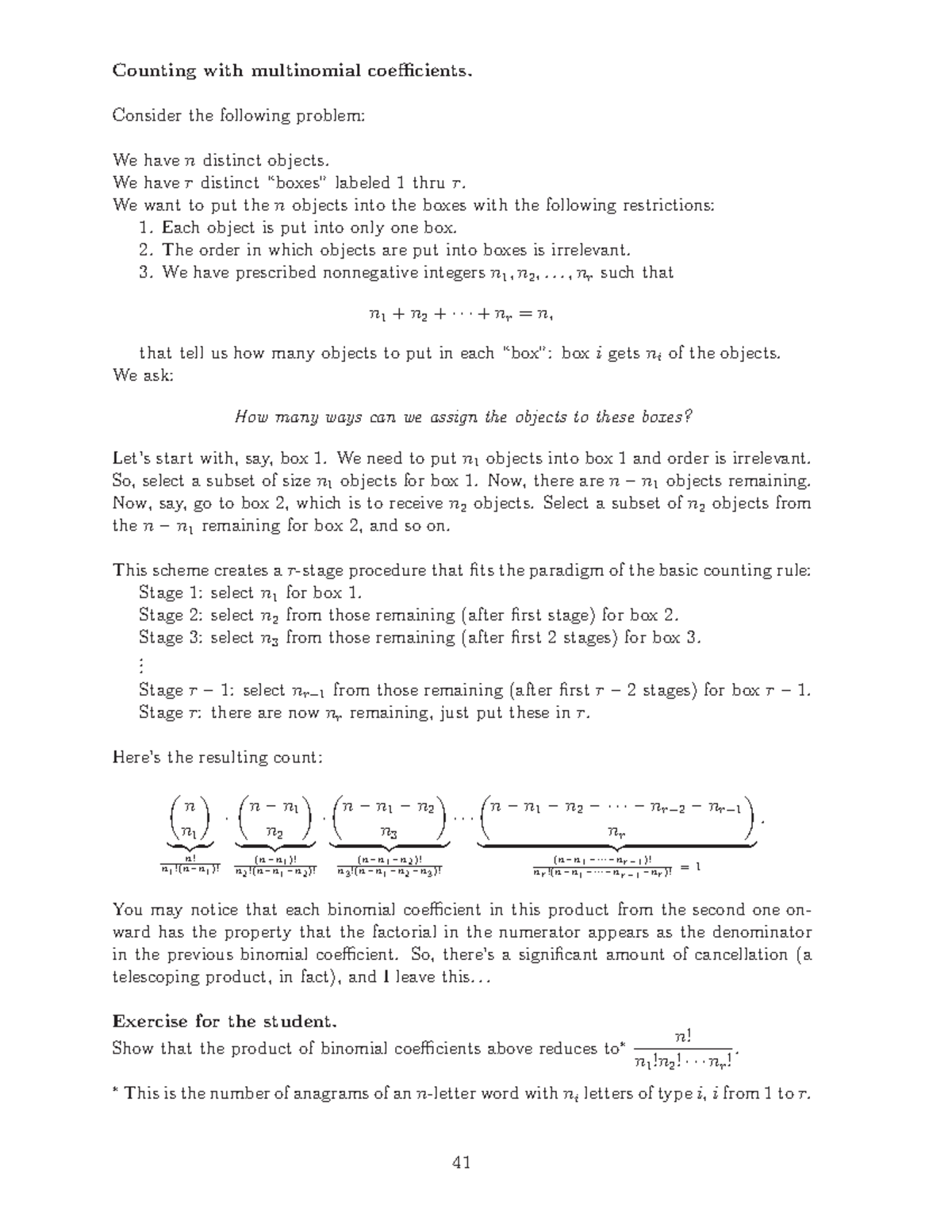 Lec-03-1 - N.A. - Counting with multinomial coefficients. Consider the following problem: We ...