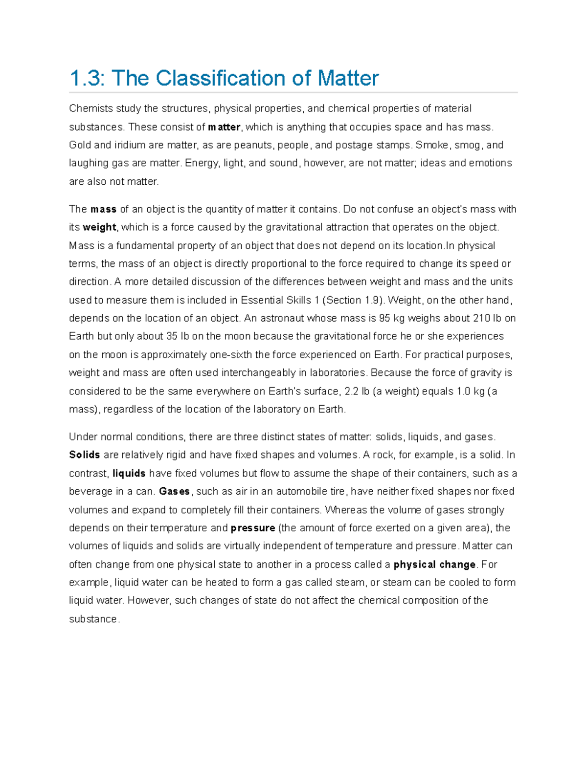 1.3 The Classification of Matter - CHEM 121 - University of Nevada ...