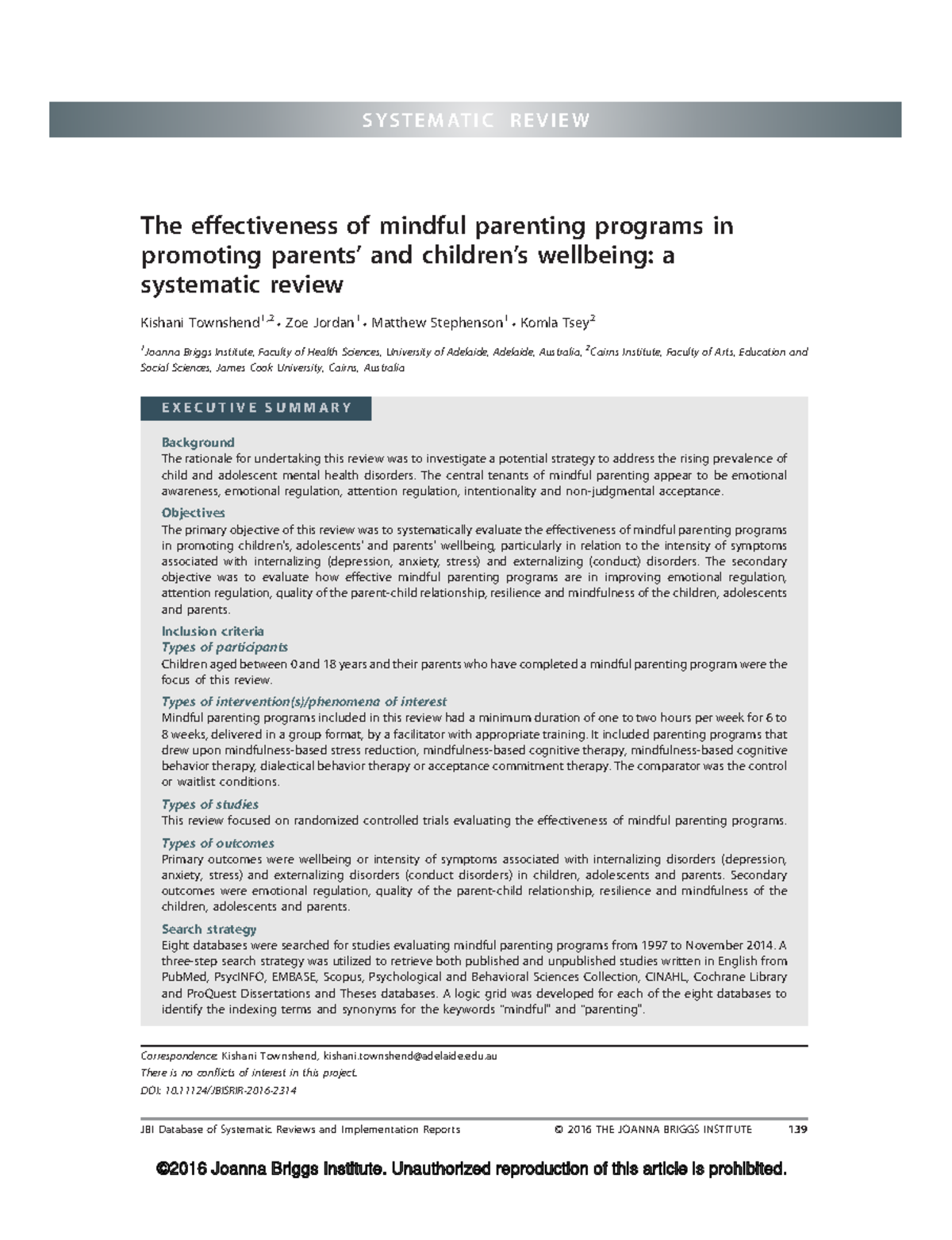 Townshend 2016 - Research Paper - The effectiveness of mindful ...