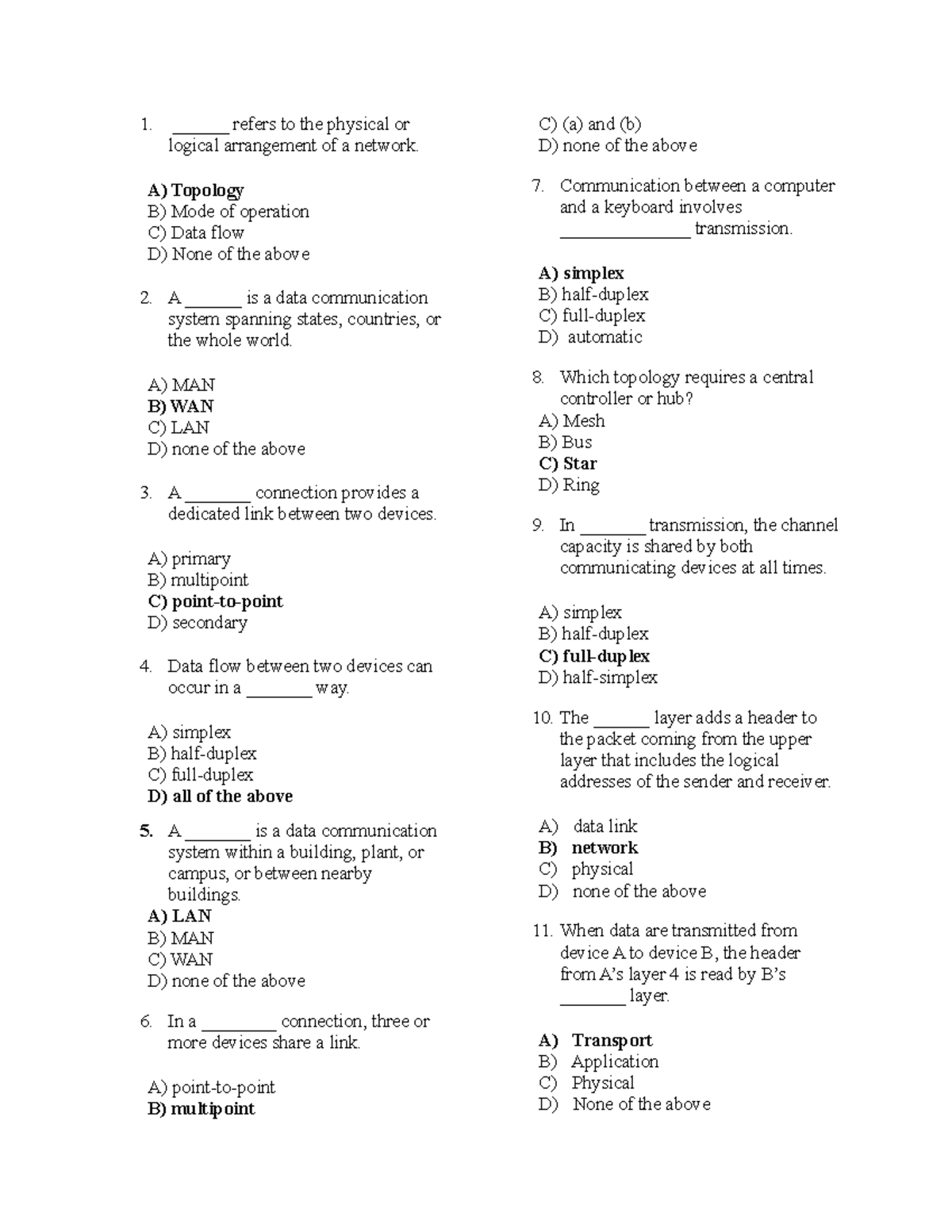 DATA COM MCQS - Sample MCQs - ______ refers to the physical or logical ...