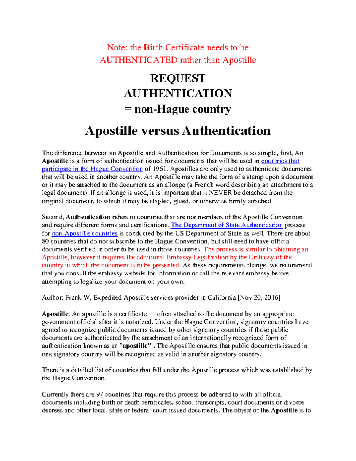 Apostille vs - administrations - Note: the Birth Certificate needs to ...