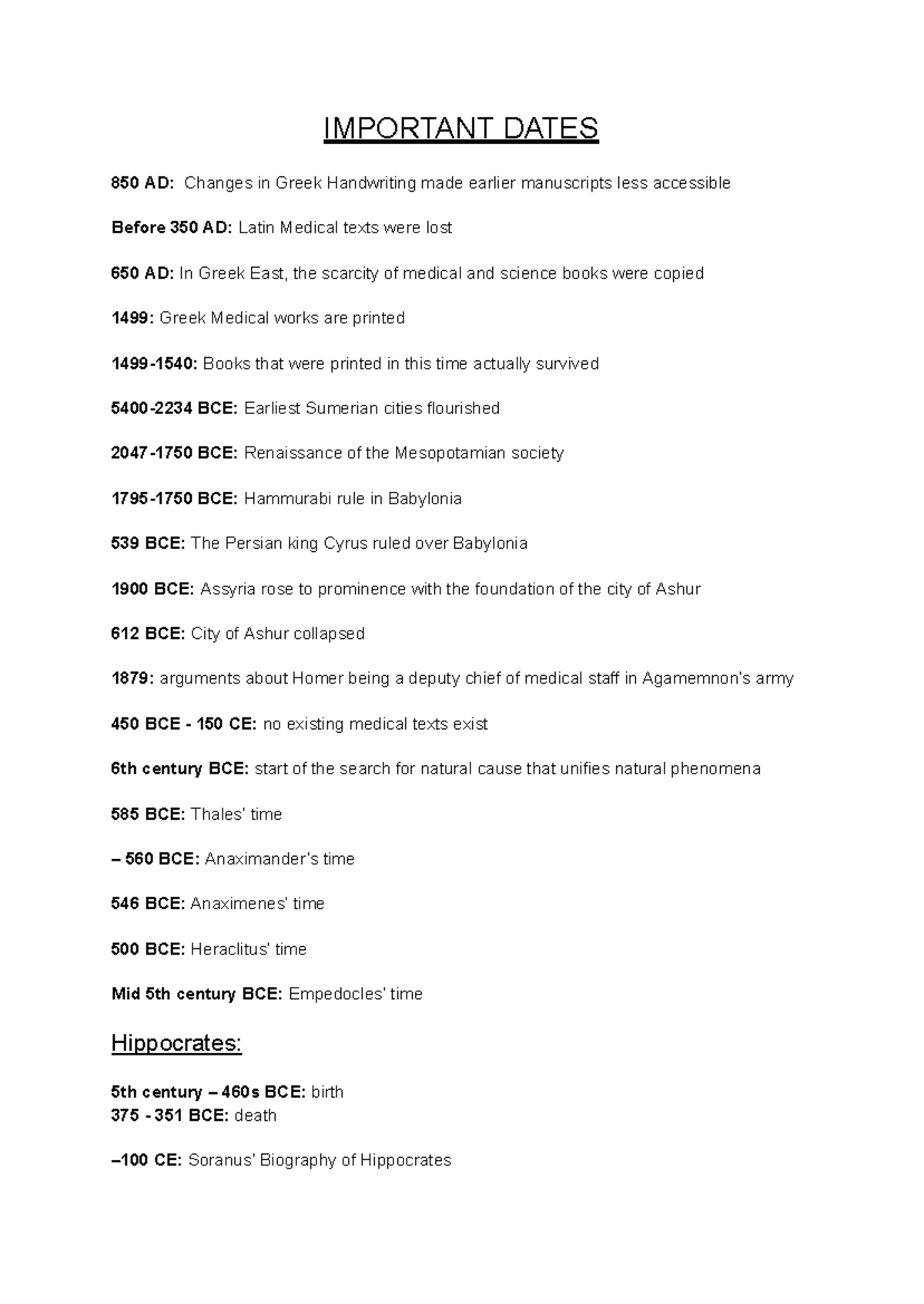 Important Dates - IMPORTANT DATES 850 AD: Changes in Greek Handwriting ...