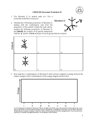 Disc-Workhsheet-7 - discussion - 1 CHEM 232 Discussion Worksheet # Use ...