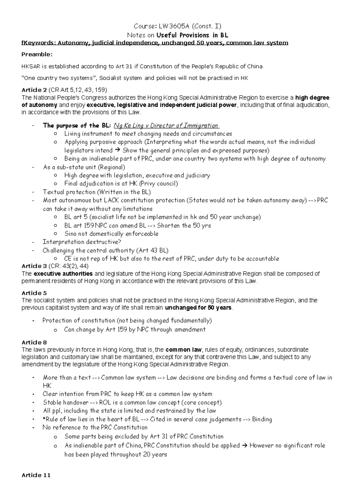 Useful Provision of the Basic Law - Notes on Useful Provisions in BL ...