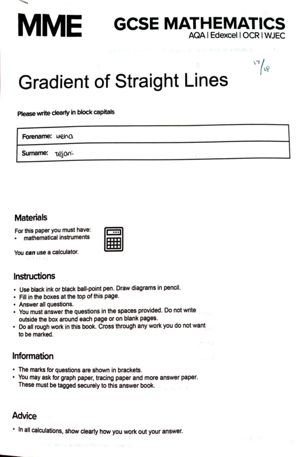 MME - Gradient - None - GCSE MATHEMATICS ####### AQA I Edexcel I OCR I ...