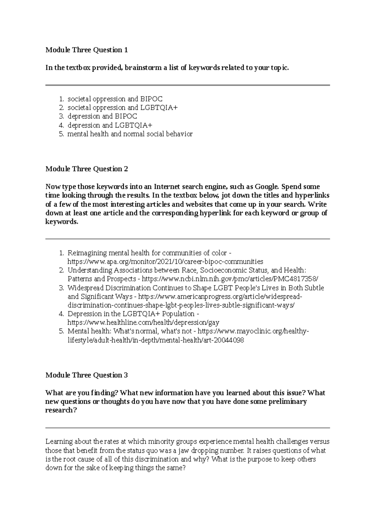 Module 3 Short Responses Module Three Question 1 In The Textbox Provided Brainstorm A List Of