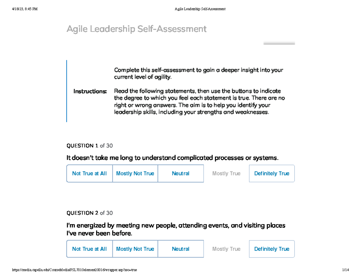 Agile Leadership Self-Assessment - Agile Leadership Self-Assessment ...