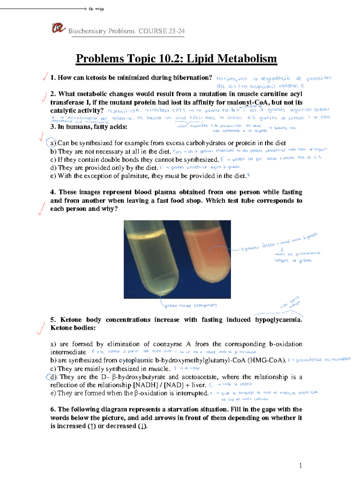 T10 Part 2 Exercicis resolts - Biochemistry Problems COURSE 2 3 - 24 1 ...