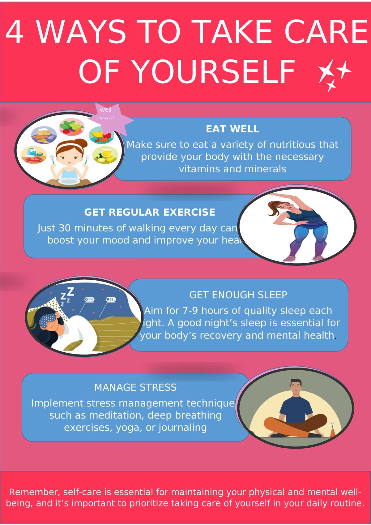 Visual Media Example - 4 WAYS TO TAKE CARE OF YOURSELF Remember, self ...