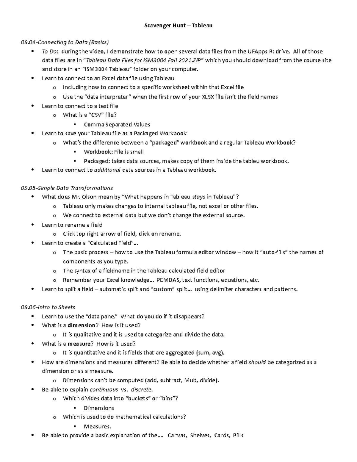 Scavenger Hunt 09-Tableau - Scavenger Hunt – Tableau 09-Connecting to ...