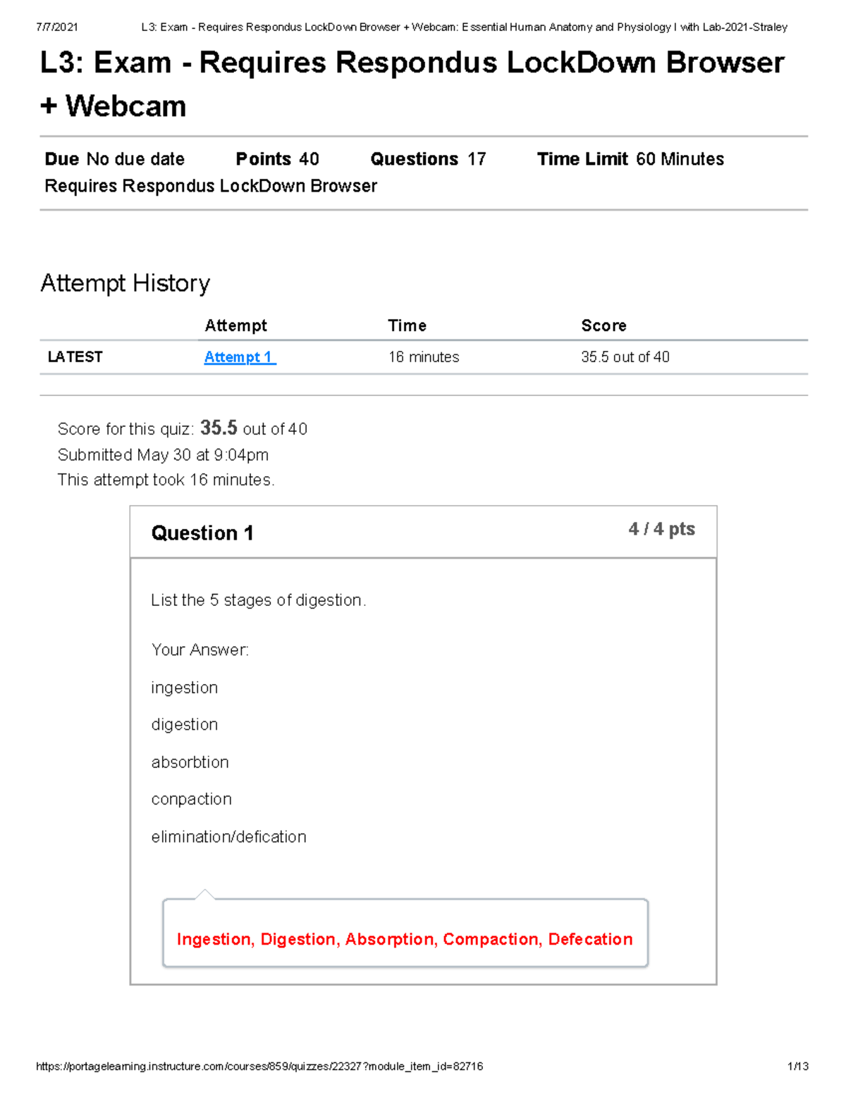 L3 Exam - Lab 3 exam - L3: Exam - Requires Respondus LockDown Browser + Webcam Due No due date ...