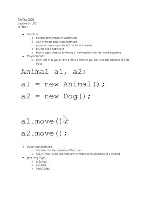 Java Programming Bullet Pointed Key Concepts 2019 2020 - Objects State ...