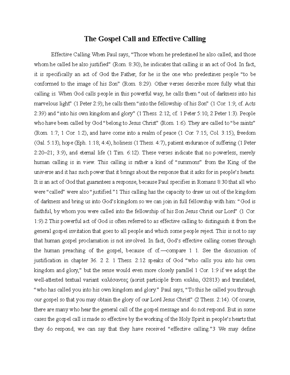 The Gospel Call and Effective Calling - The Gospel Call and Effective ...