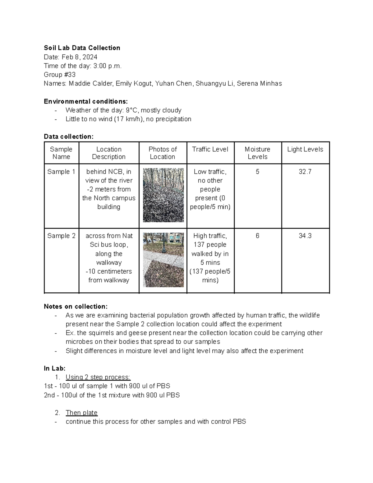 Lab book (field rotation) - checkpoint #2 - Soil Lab Data Collection ...