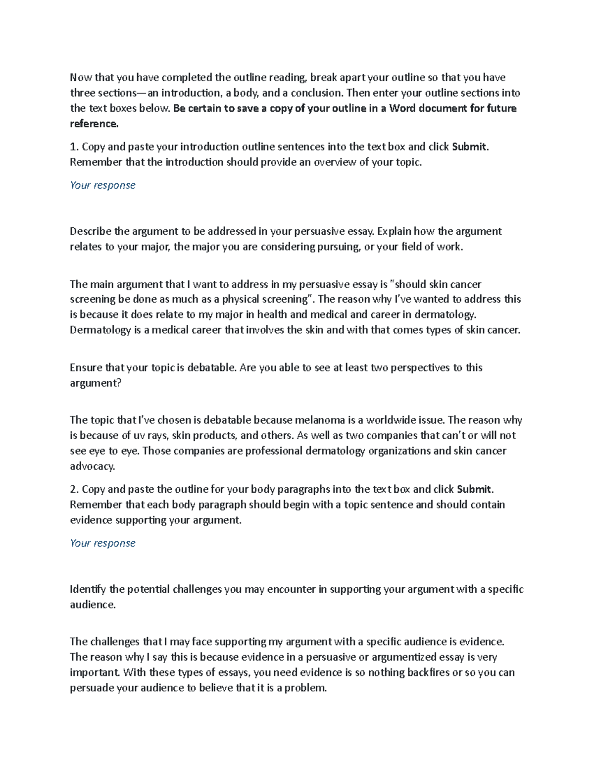 Module 4-2 - Outline Assignments - Now that you have completed the ...