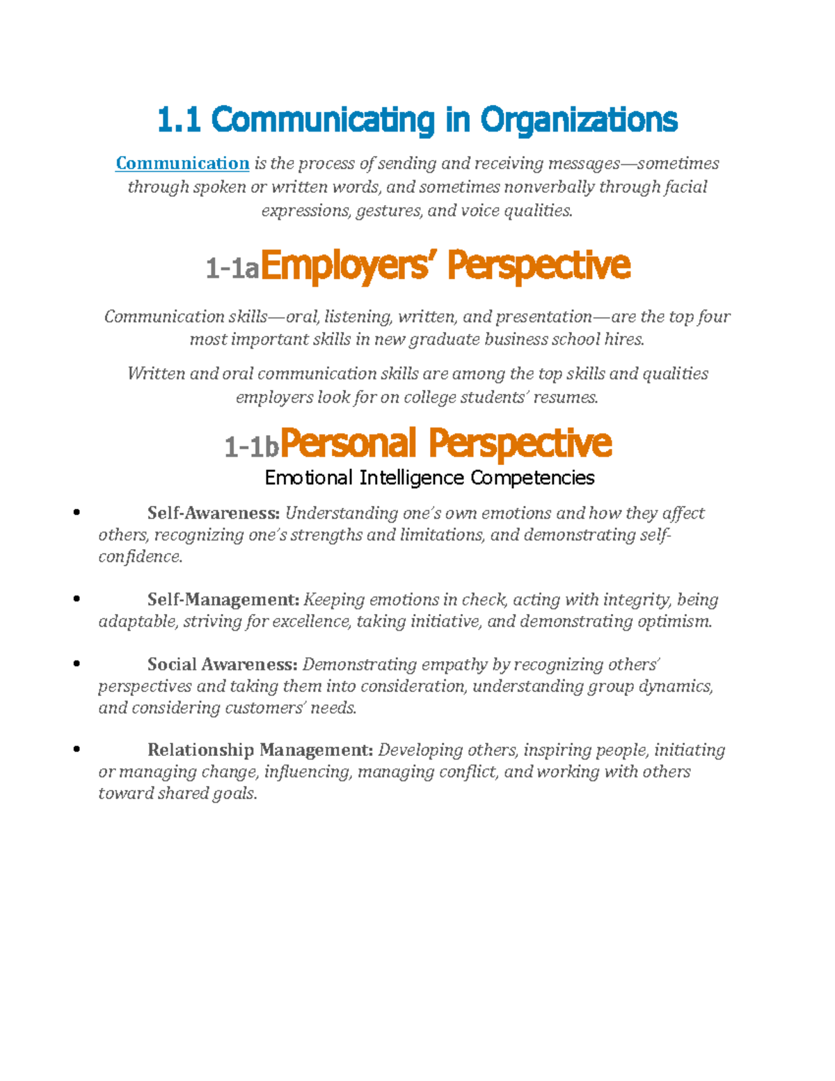 C716 Business Communication Notes - 1 Communicating in Organizations ...