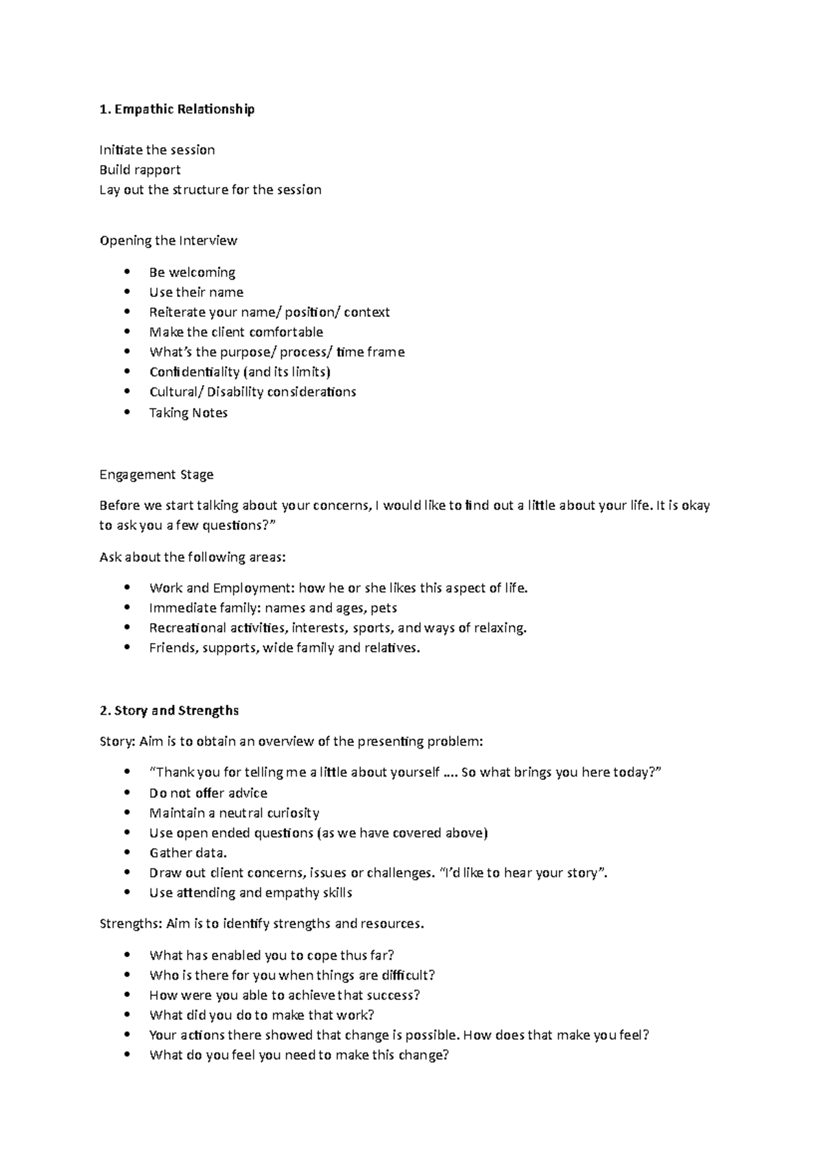Five Stage Counselling Session Structure (From Tutorial 5) - Empathic ...