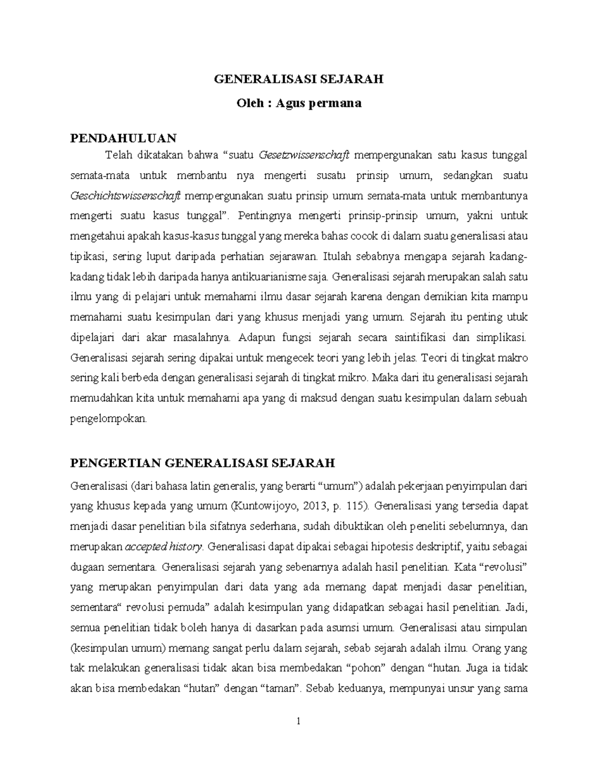 Generalisasi Sejarah Olehː Agus Permana - GENERALISASI SEJARAH Oleh ...