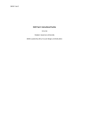D633 Task 1 - Scenario and task 1 requirements for D633, previously ...