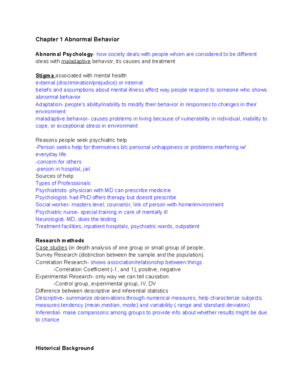 Abn psych - Dr. Greer - Chapter 1 Abnormal Behavior Abnormal Psychology ...