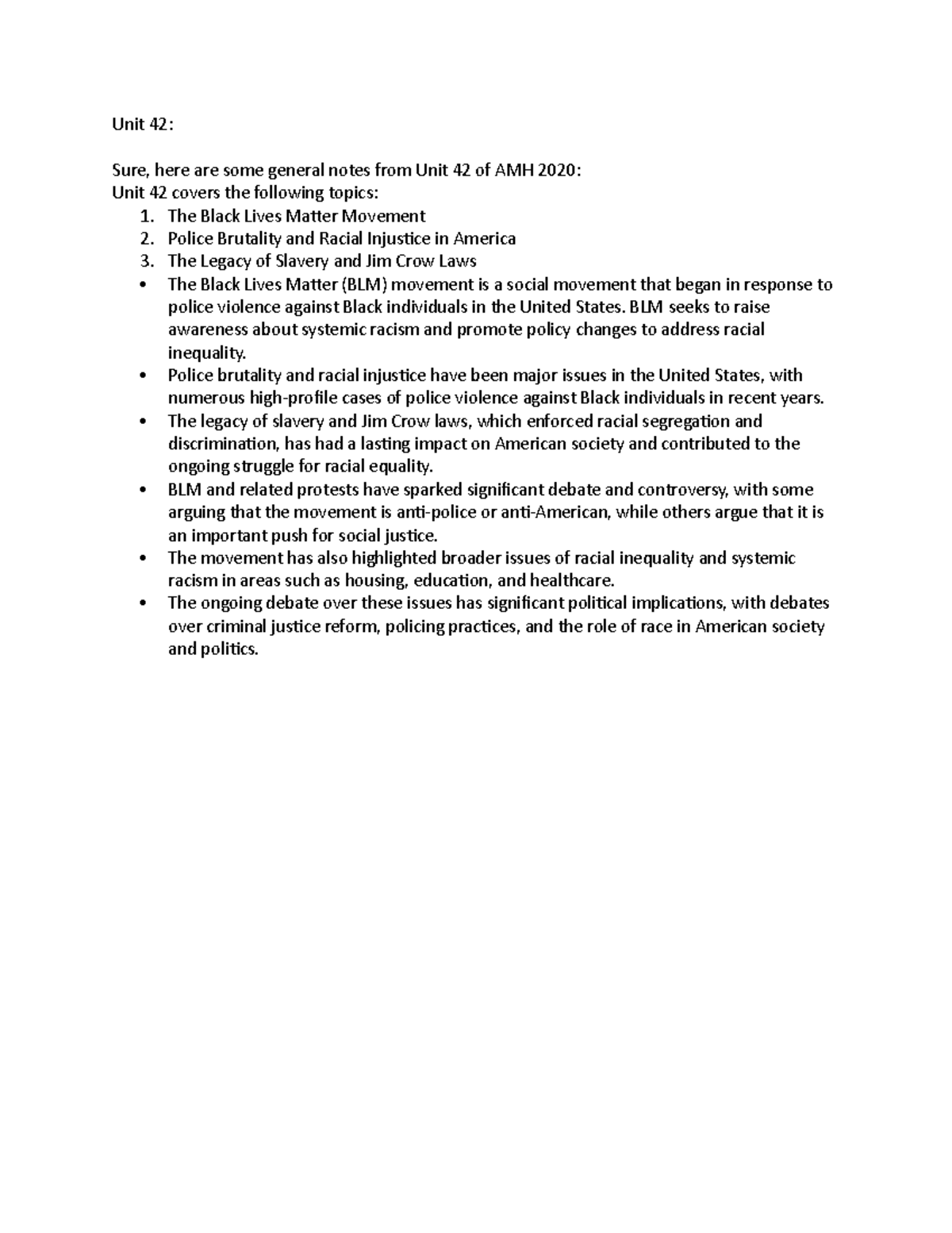 Unit 42 Notes Amh Unit 42 Sure Here Are Some General Notes From