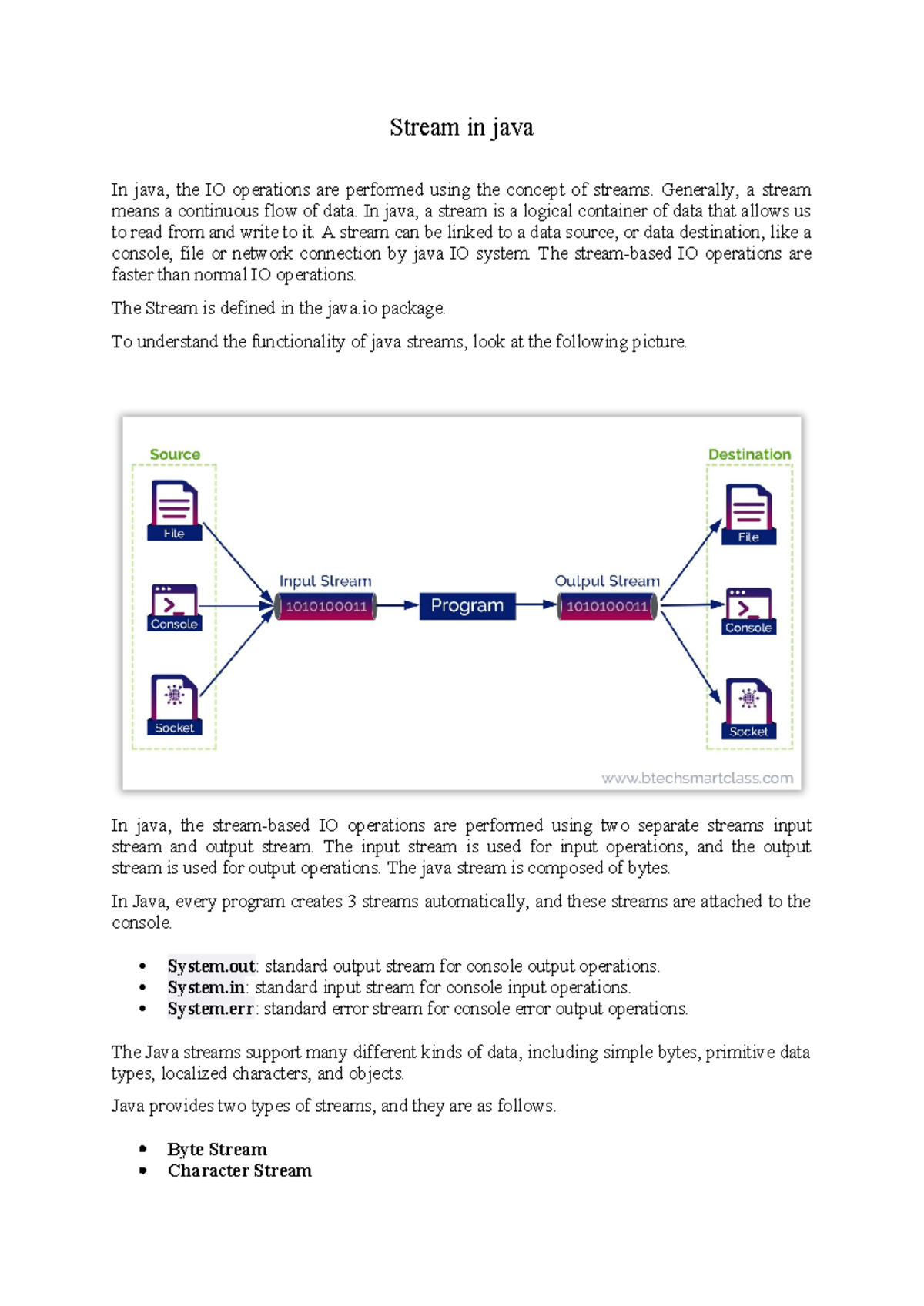 UNIT II streams - DASDSFSDFSF - Stream in java In java, the IO operations are performed using ...