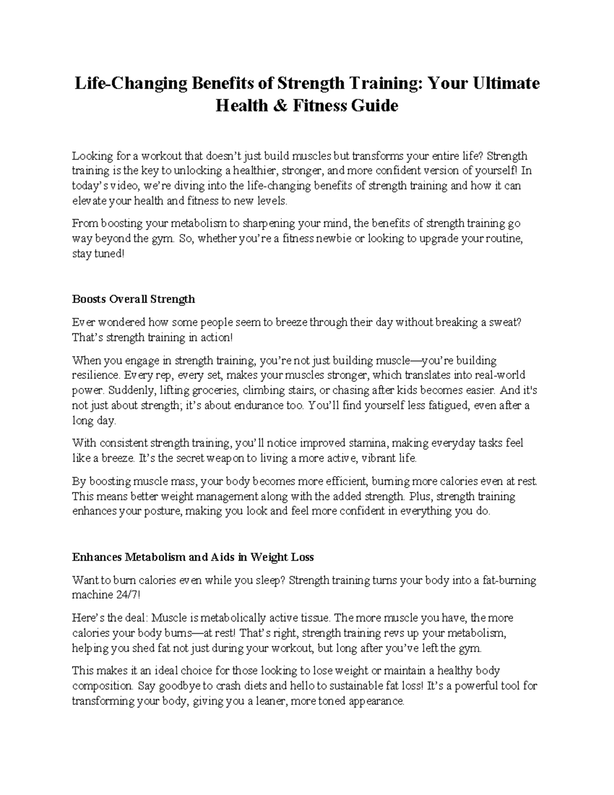 Life-Changing Benefits of Strength Training - From boosting your ...