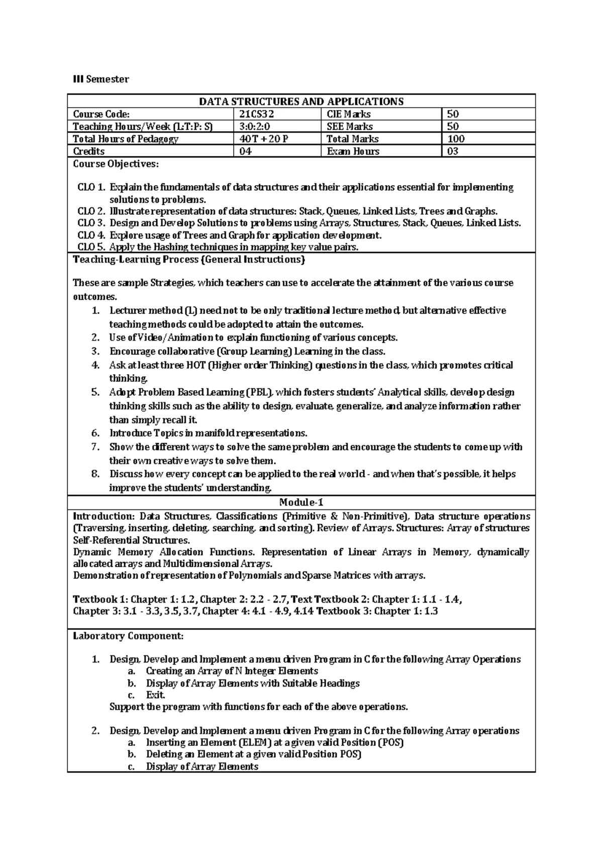 BCSL305 DS Lab Manual - DATA STRUCTURES LABORATORY MANUAL CHOICE BASED CREDIT SYSTEM (BCSL305 ...