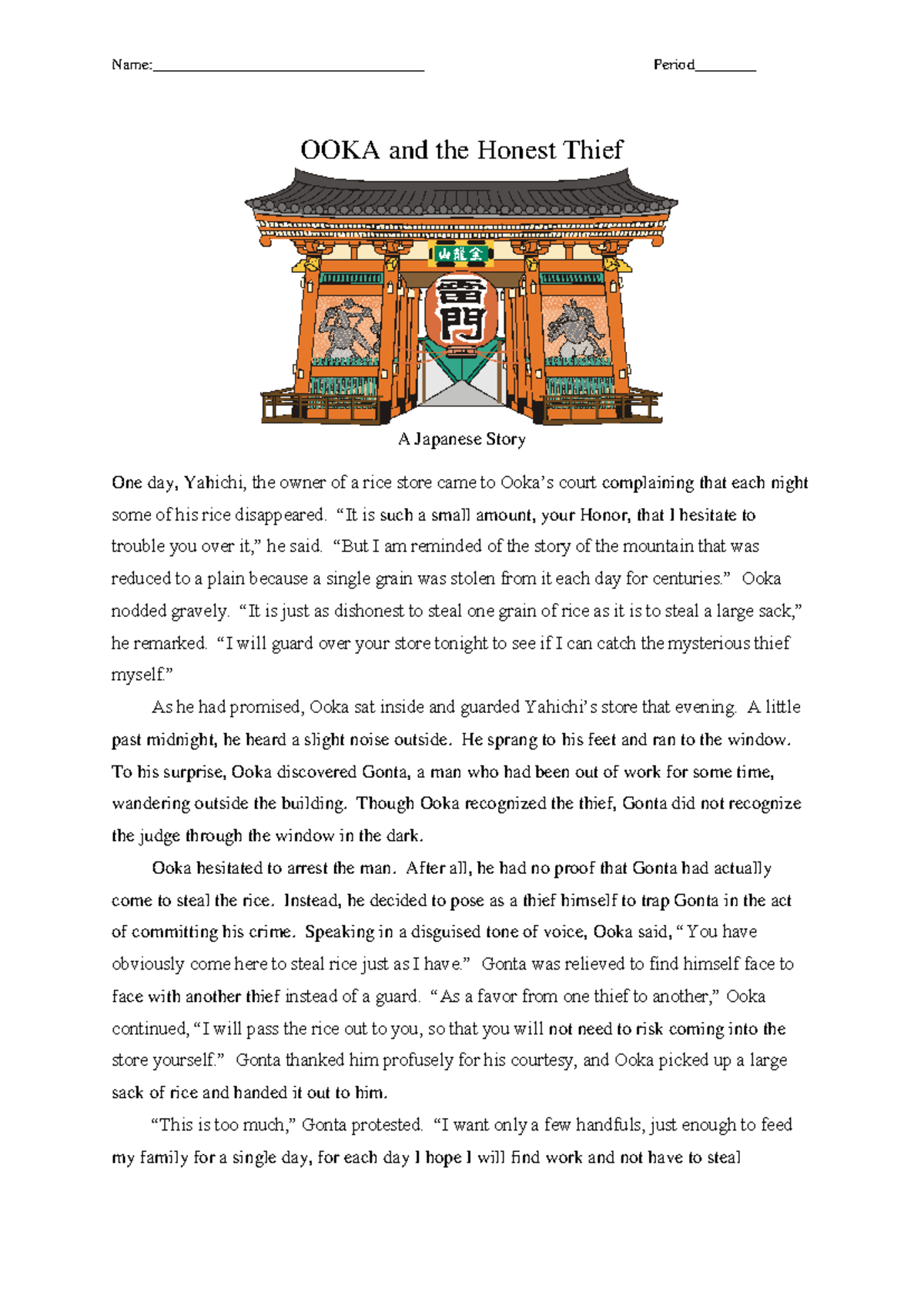 27 reading comprehension story 1 - Name ...