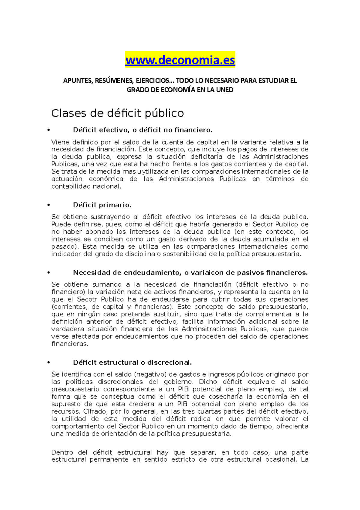 Clases DE Deficit Publico - deconomia APUNTES, RESÚMENES, EJERCICIOS ...