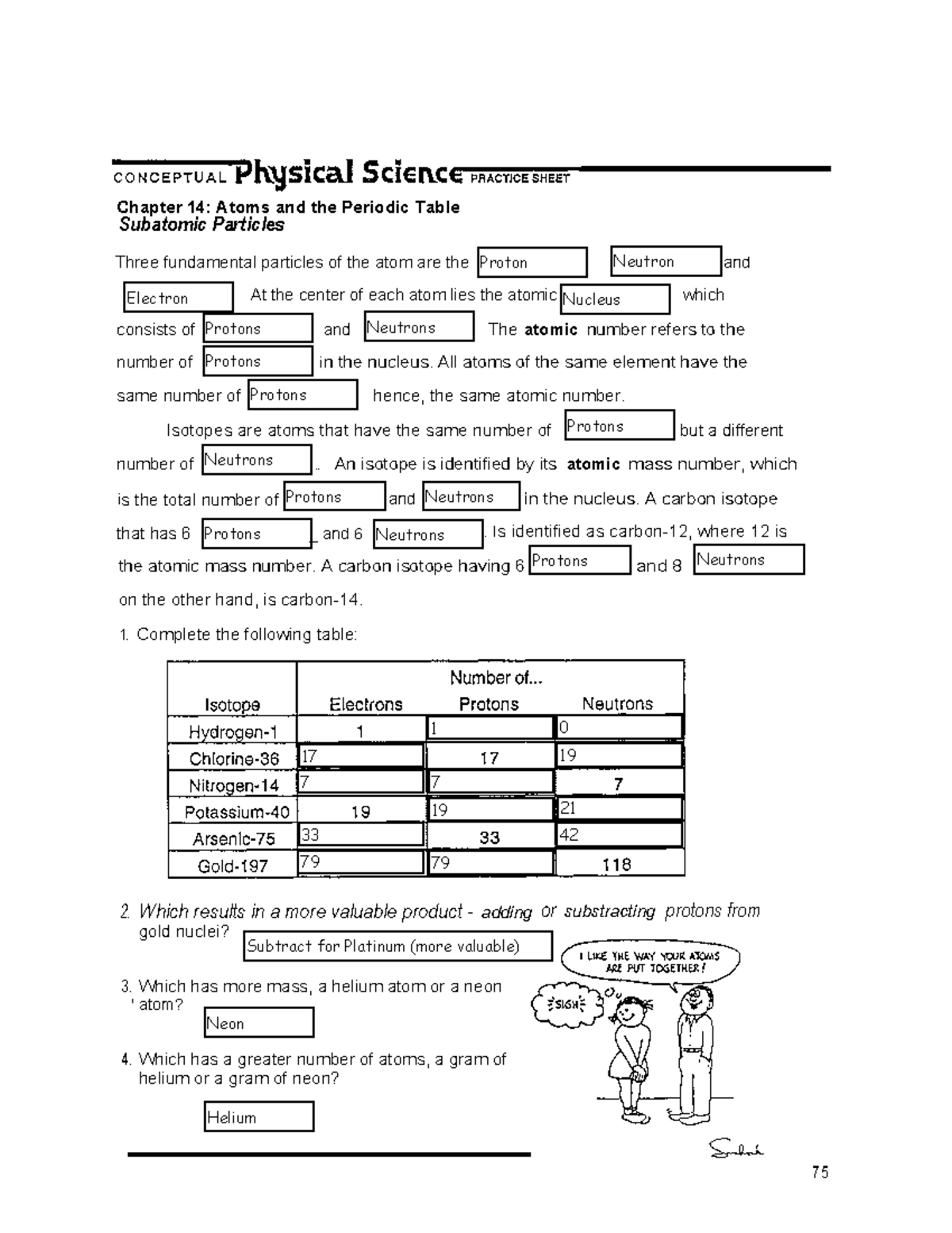 Answers 14 - yeah so bye - Chapter 14: Atoms and the Periodic Table ...