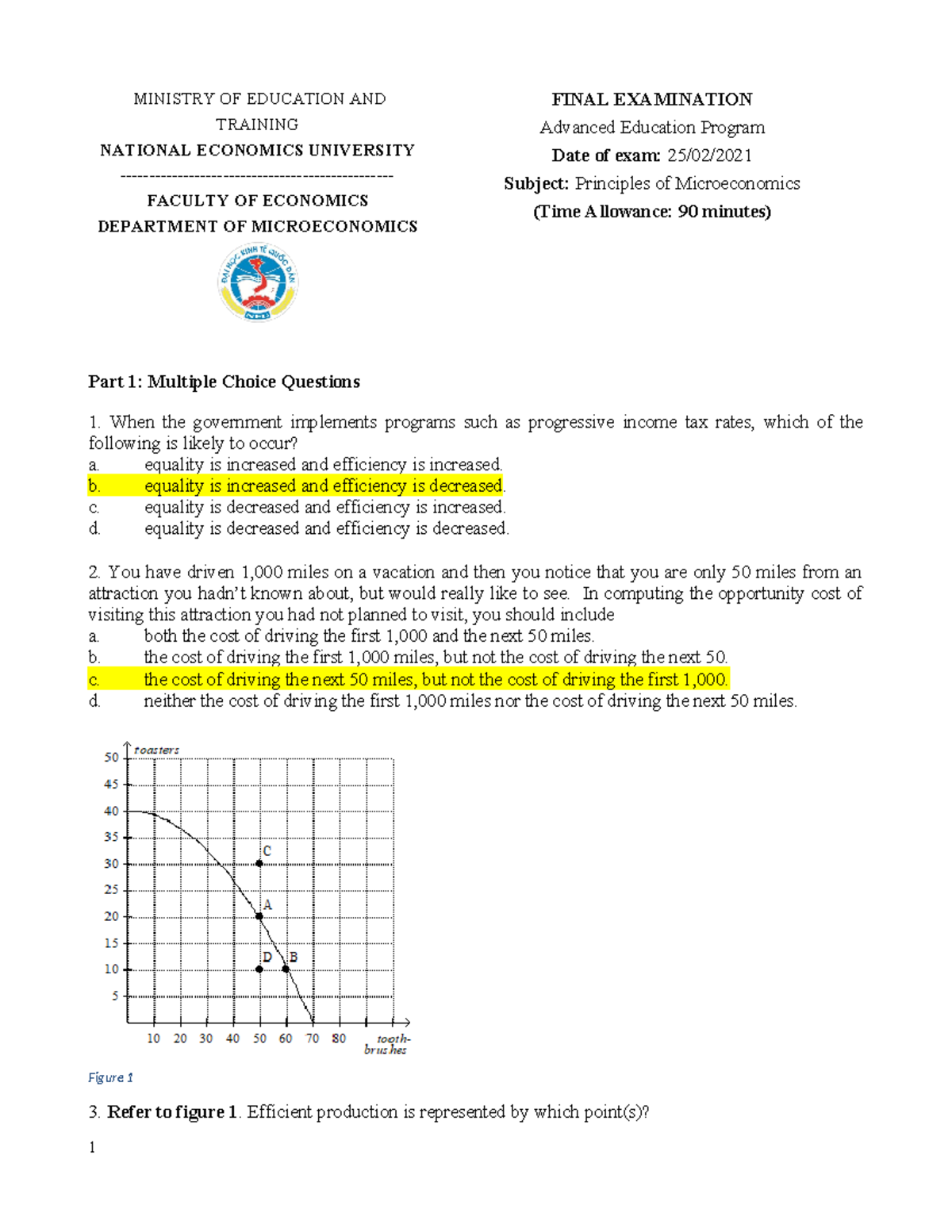 BFI Final Exam Mock 1 - MINISTRY OF EDUCATION AND TRAINING NATIONAL ...