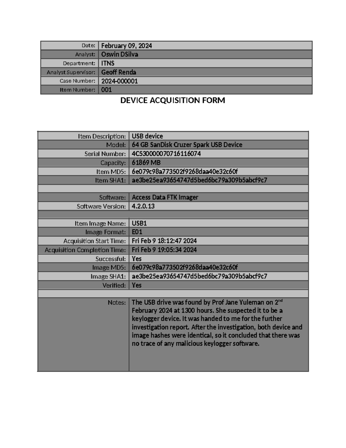 Acquisition Form - Network Security notes - Date: February 09, 2024 ...