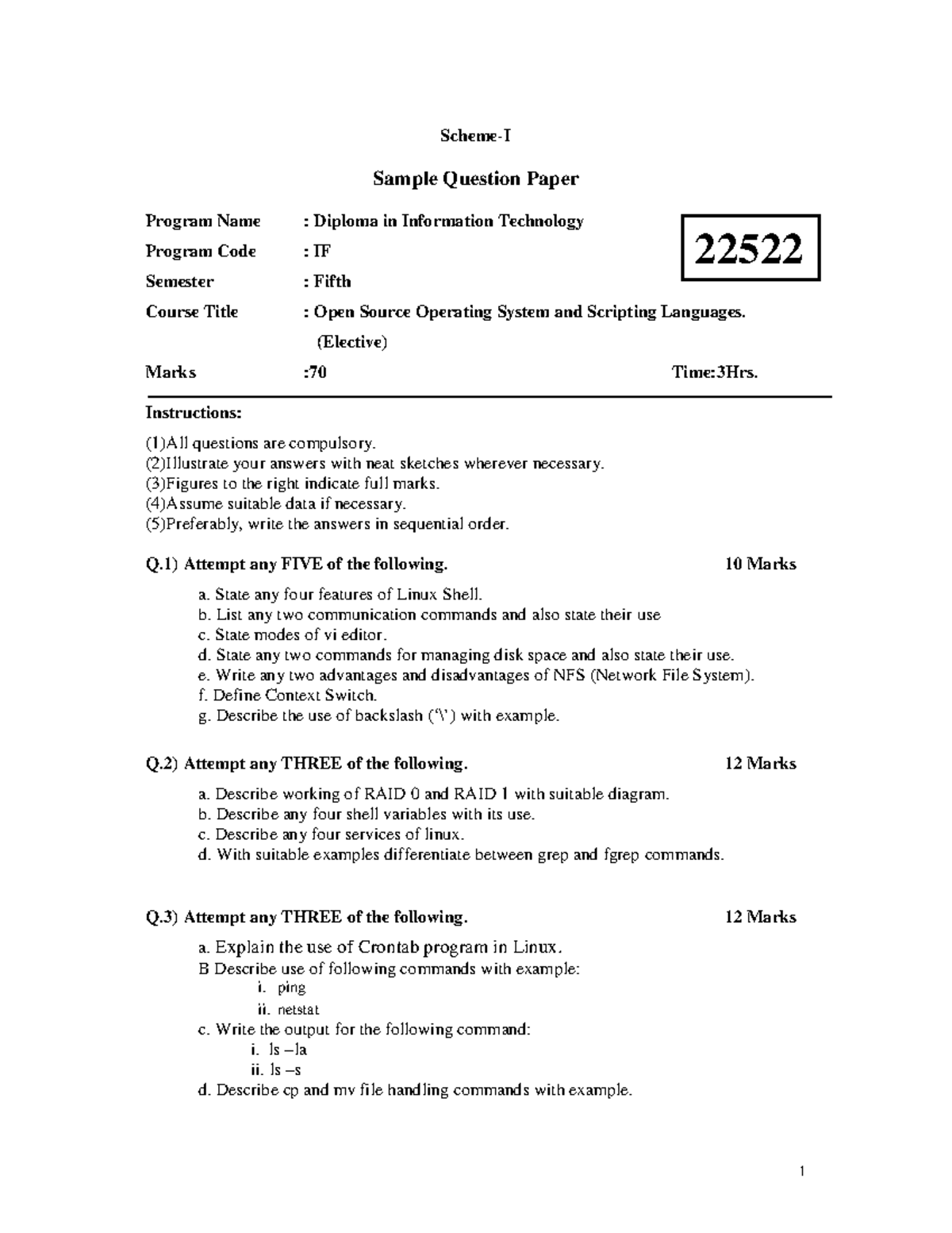 LOS Msbte - best mterials - Scheme-I Sample Question Paper Program Name ...