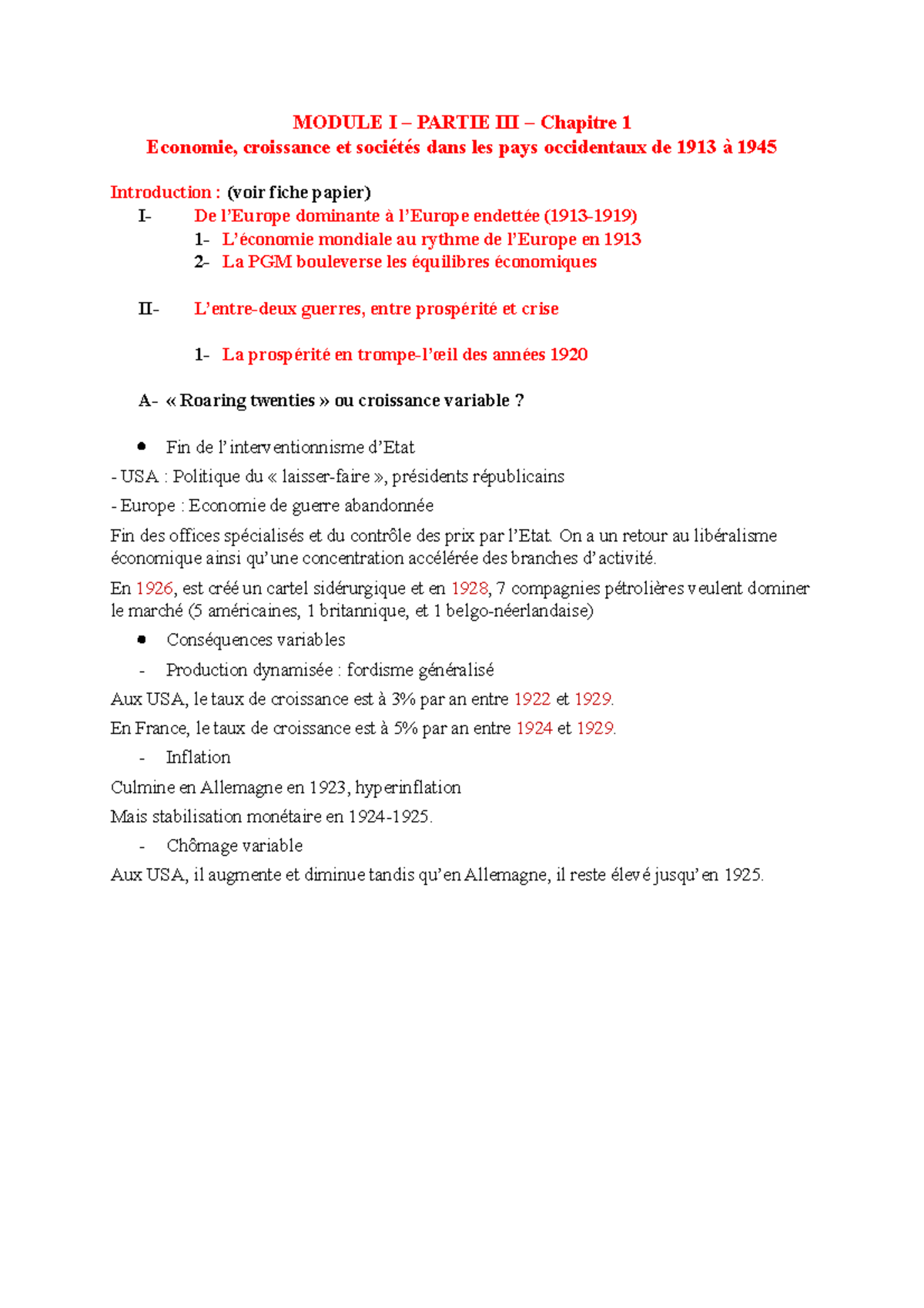 M1-P3-C1 - HGG - MODULE I – PARTIE III – Chapitre 1 Economie, croissance et sociétés dans les ...