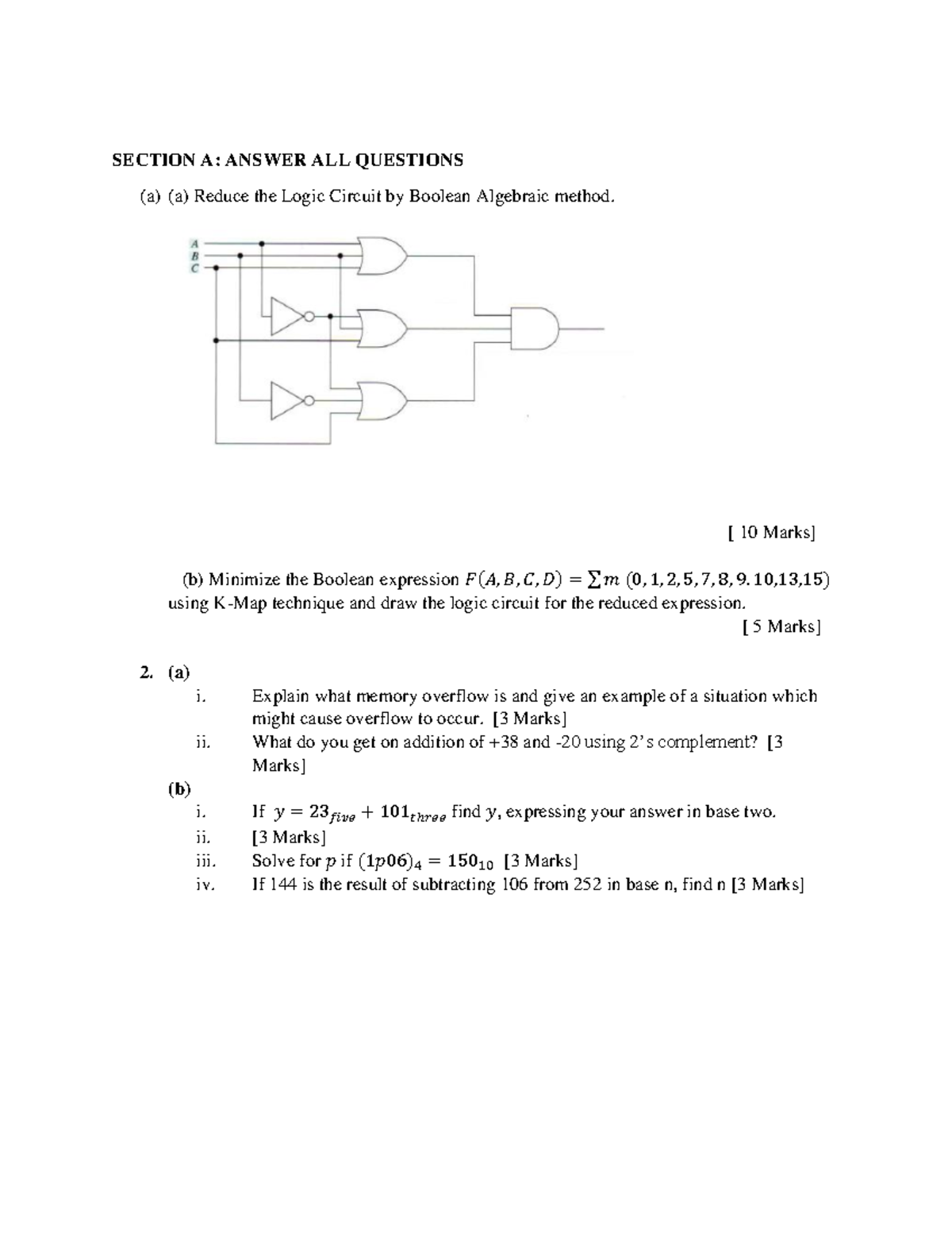 COMP Architecture EXAM Questions 2 - SECTION A: ANSWER ALL QUESTIONS (a ...