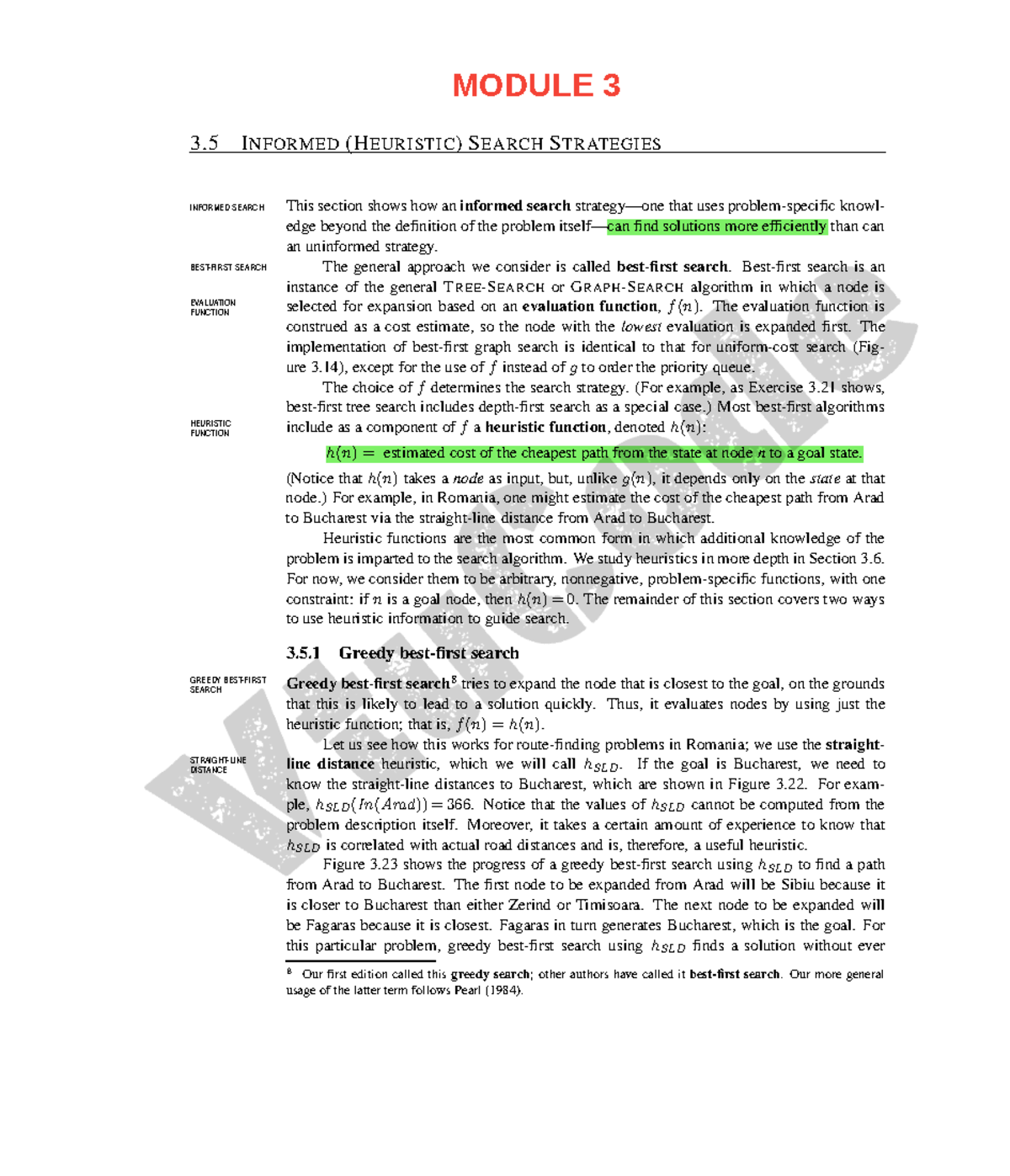 AI 3 - Artificial Intelligence - 92 Chapter 3. Solving Problems by Searching 3 I NFORMED (H ...